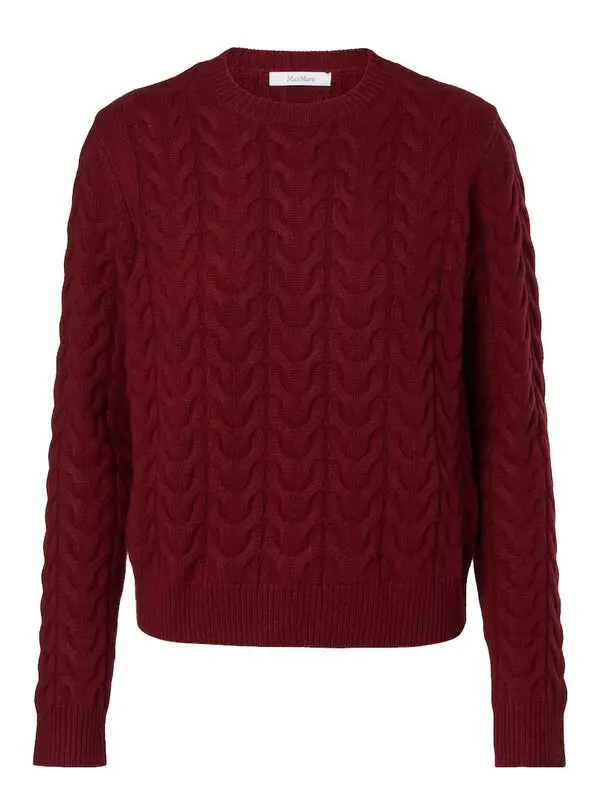 Max Mara Aramis Cable-knit Cashmere Sweater - Burgundy