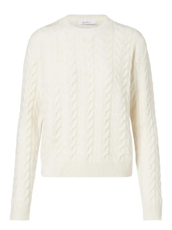 Max Mara Aramis Cable-knit Cashmere Sweater - White