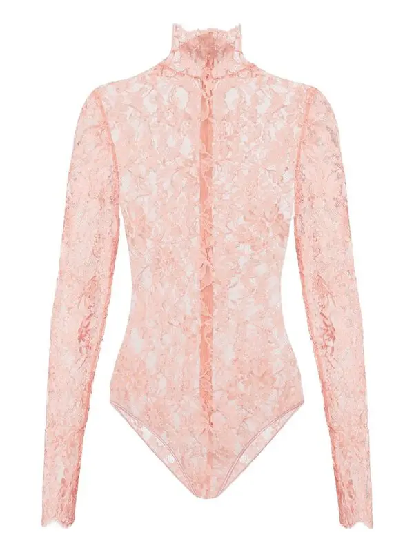 Valentino Garavani Lace Turtleneck Bodysuit - Pink