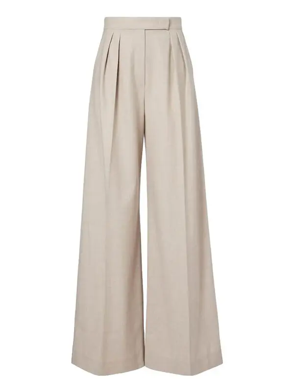 Max Mara Zulia Cashmere-blend Foulé Wide-leg Pants - Beige