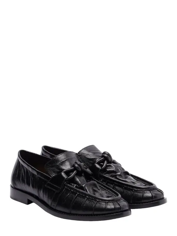 Bottega Veneta Astaire Knot Leather Loafers - Black