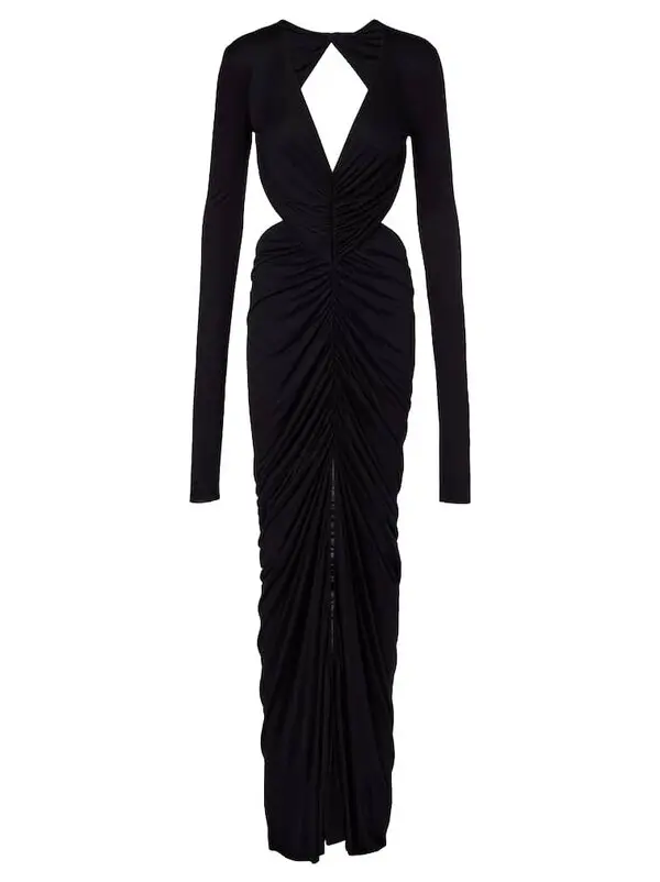 Rick Owens Ruched Open-back Jersey Gown - Black