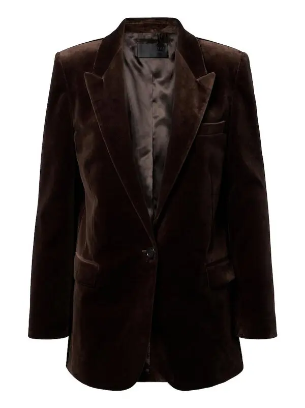 NILI LOTAN Diane Velvet Blazer - Brown