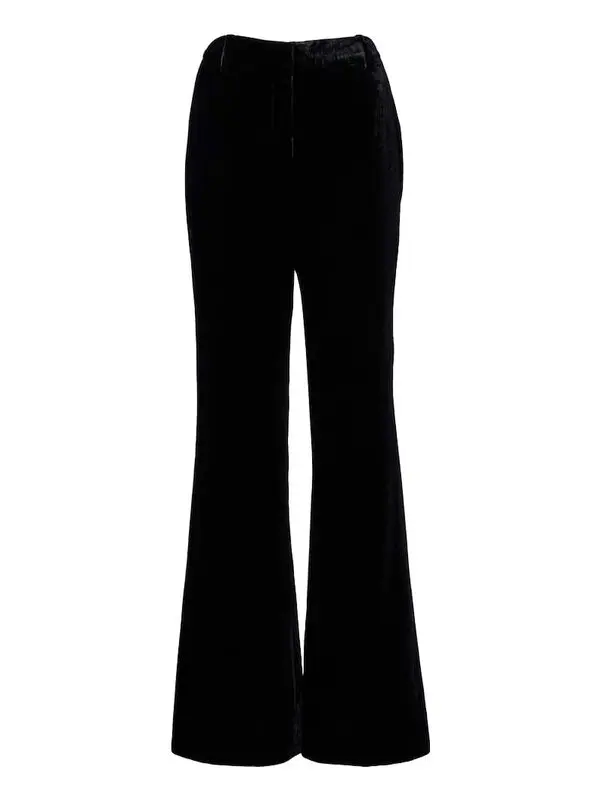 NILI LOTAN Effy High-rise Flared Velvet Pants - Black