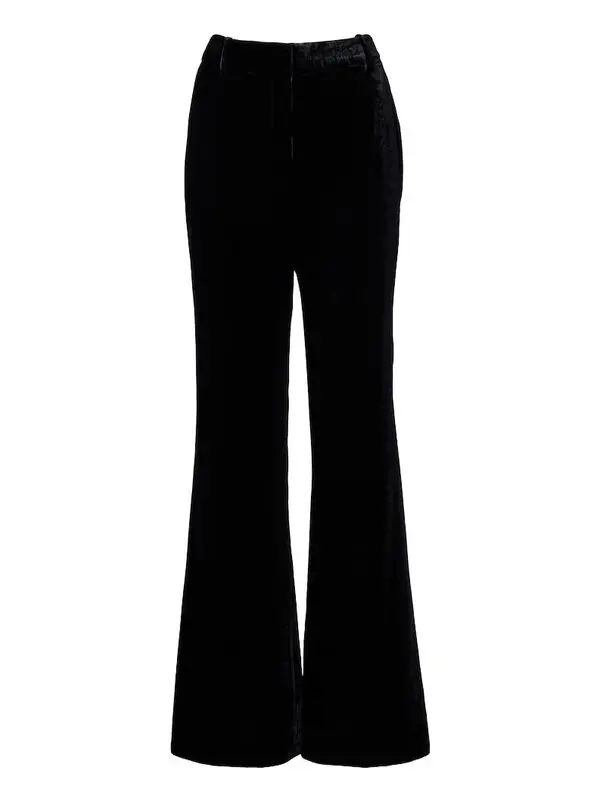 NILI LOTAN Effy High-rise Flared Velvet Pants - Black