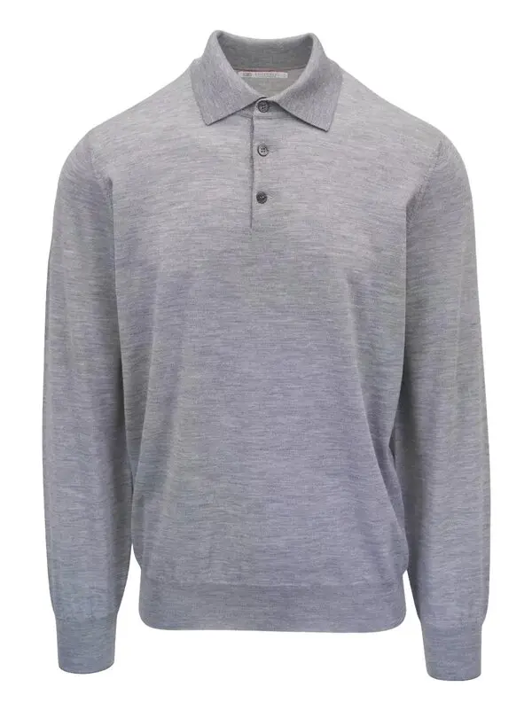 Brunello Cucinelli Long-sleeve Polo Shirt - Grey