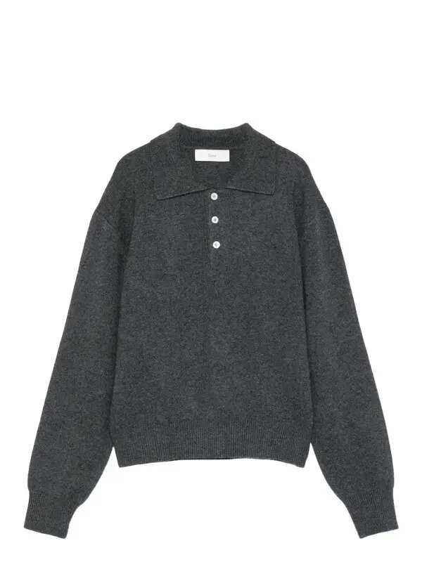 DUNST Cashmere Polo Sweater - Grey