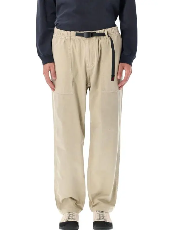 Gramicci Loose Tapered Ridge Pants In Cotton Twill - Beige