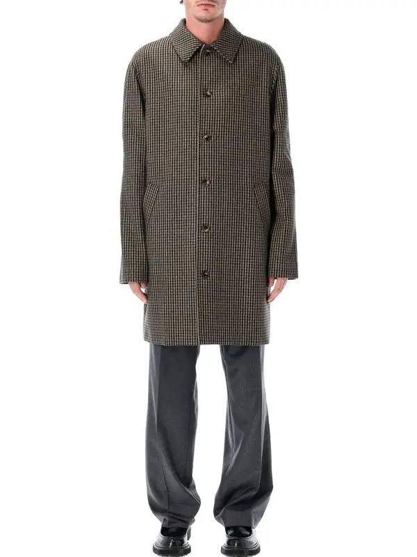 A.p.c. Prince Of Wales Wool Coat - Brown