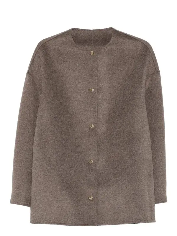 Loulou De Saison Single Breasted Coat - Taupe Melange