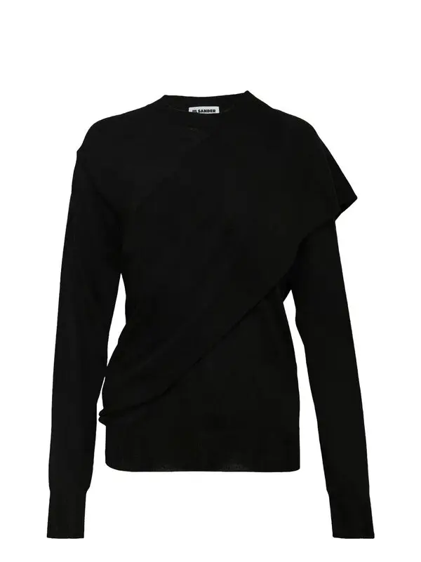 JIL SANDER Draped-panel Sweatshirt - Black