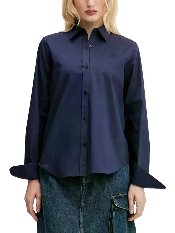 Hugo Logo-embroidered Poplin Shirt - Blue