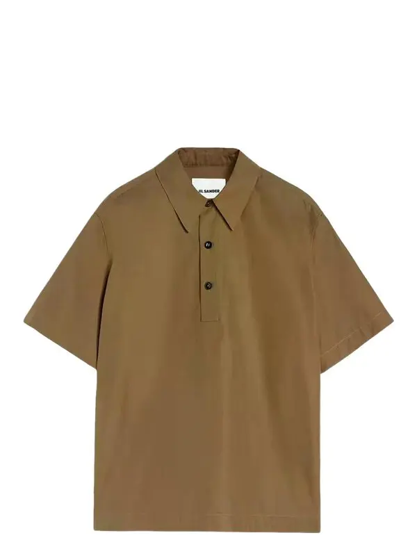 JIL SANDER Taffeta Cotton Shirt - Brown
