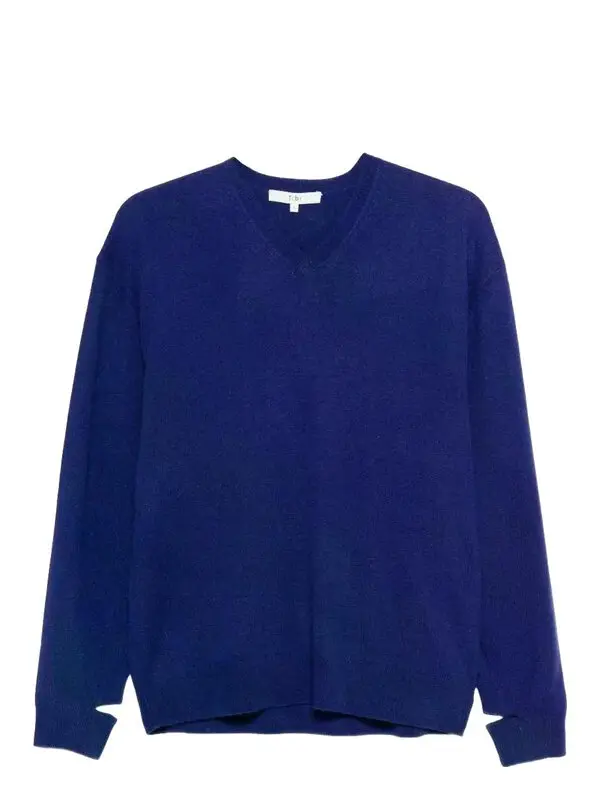 Tibi V-neck Split-cuff Sweater - Blue