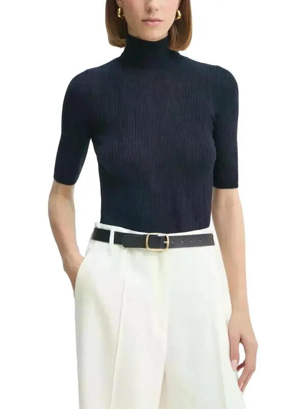 HERSKIND Ribbed Turtleneck Top - Blue