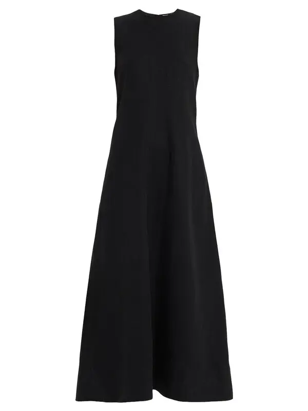TOTÊME Fluid Cotton Sleeveless Midi Dress - Black