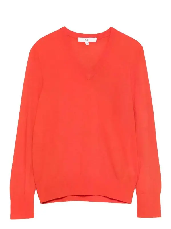Tibi Long-sleeve V-neck Sweater - Red