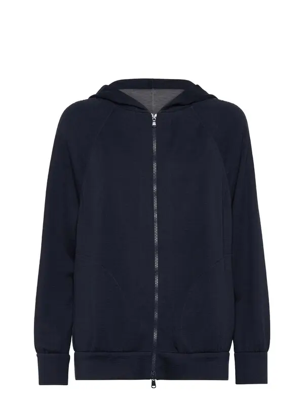 Brunello Cucinelli Cotton-blend Zip-up Hoodie - Blue
