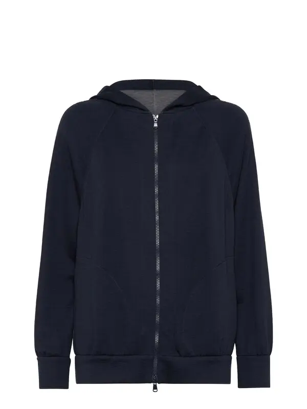 Brunello Cucinelli Cotton-blend Zip-up Hoodie - Blue