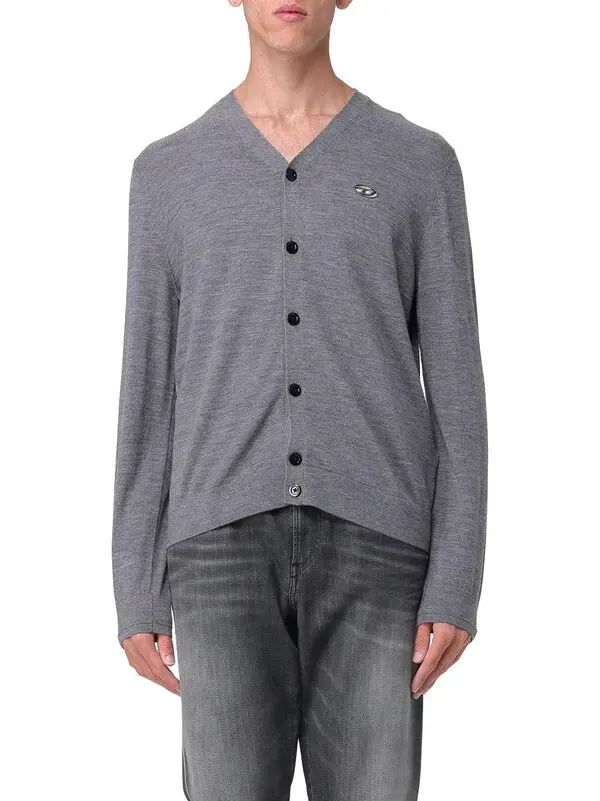 Diesel Long Sleeve Button-up Sweater - Grey