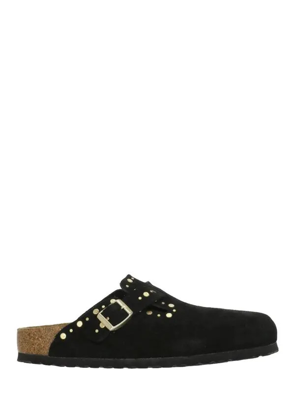 BIRKENSTOCK Suede Slip-on Shoes With Gold Tone Studs - Black