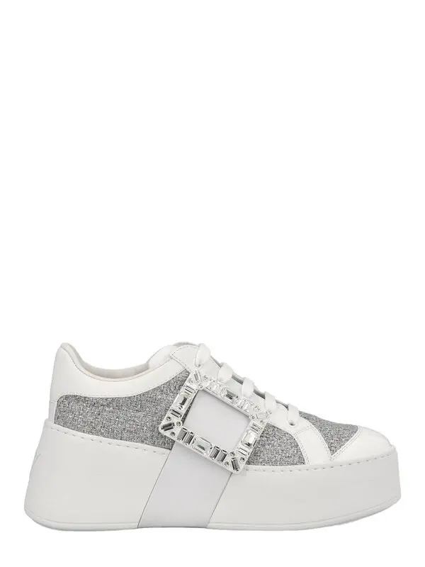 ROGER VIVIER Viv Skate High Strass Sneakers - White