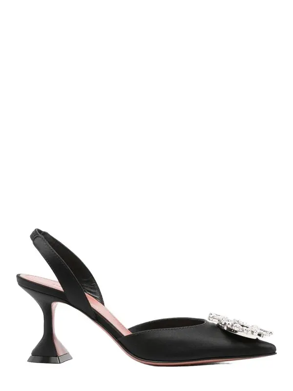 Amina Muaddi Begum Satin Slingback Pumps - Black