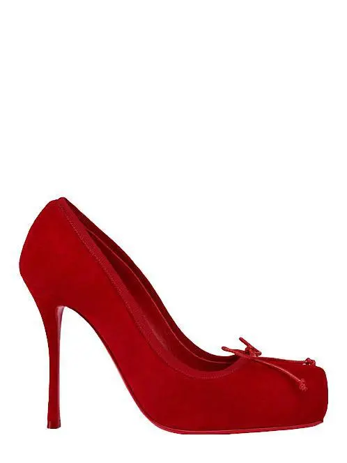 CHRISTIAN LOUBOUTIN Cassia Nodo 100 Suede Heels - Fever/lin Fever