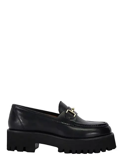 DUNE Wide Fit Leather Loafers - Black Black Leather