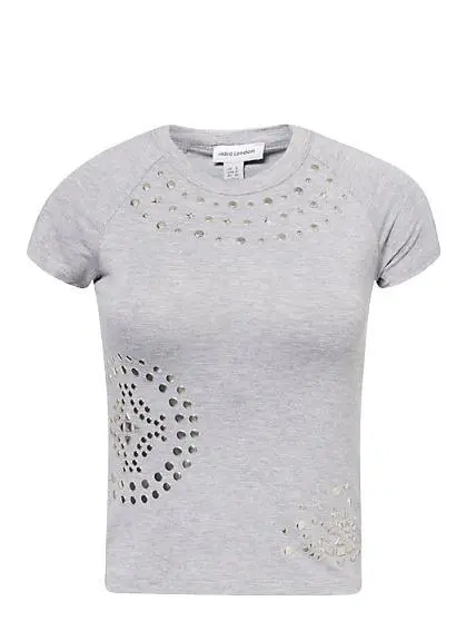 JADED LONDON Studded Marl Stretch-woven Top - Grey