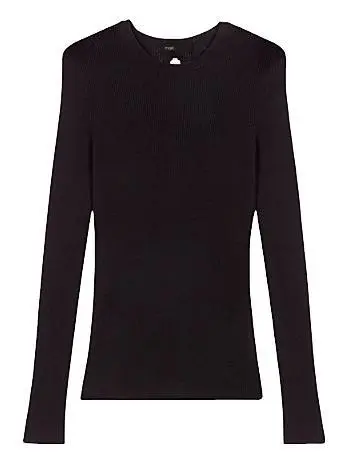 Maje Ribbed Silk-wool Blend Jumper - Black