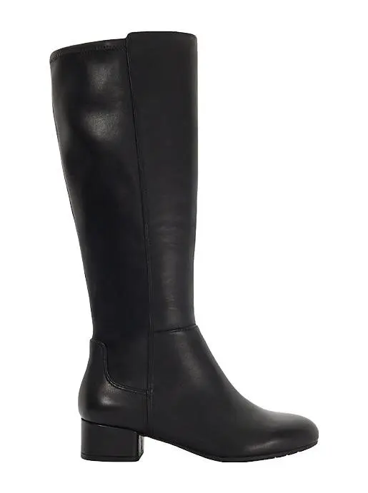 DUNE Tayla Leather Knee-high Boots - Black Leather