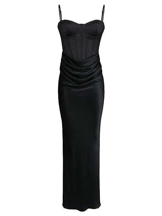House Of Cb Valentina Draped Corset Maxi Dress - Black