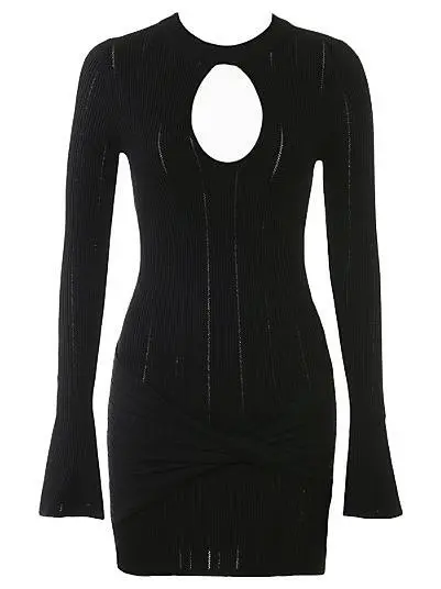 House Of Cb Aziza Fine-knit Mini Dress - Black