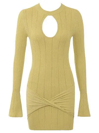 House Of Cb Aziza Fine-knit Mini Dress - Pistachio