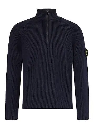 Stone Island Wool-blend Knitted Pullover - Navy Blue