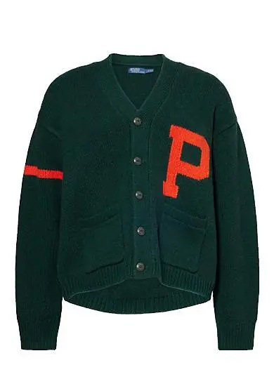 Ralph Lauren Intarsia Brushed Wool Knitted Cardigan - Green