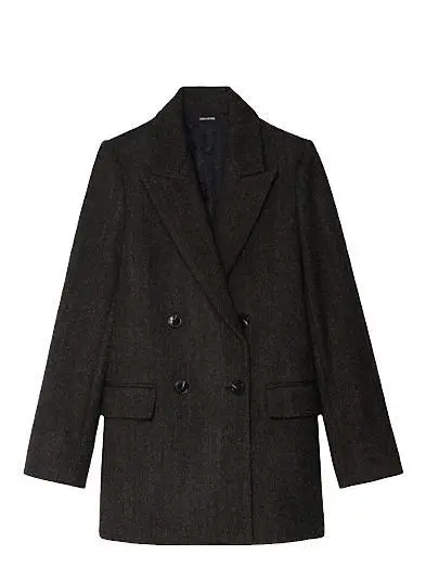 Zadig&Voltaire Double-breasted Wool-blend Coat - Dark Chocolate