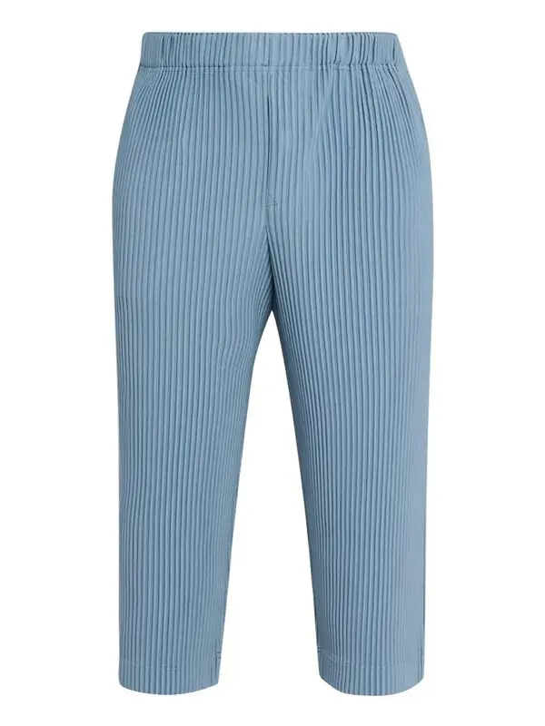 Issey Miyake Pleated Cropped Trousers - Slate Blue
