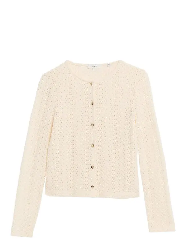 Vince Open-knit Cotton Cardigan - Gesso