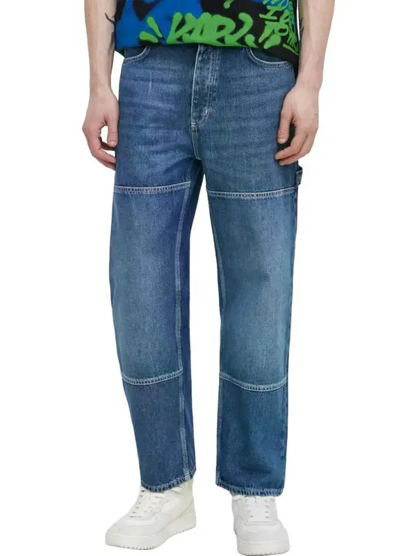 Hugo Boss Logo-appliqué Straight Leg Jeans - Blue