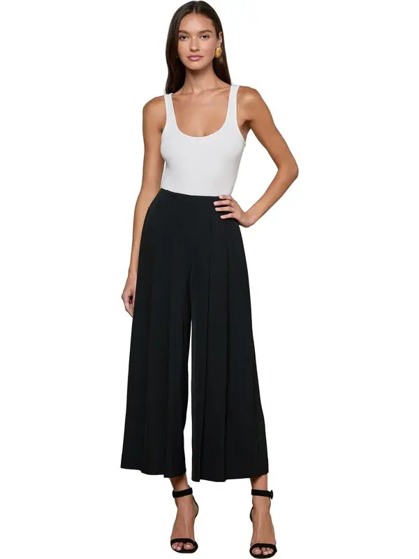 L'Agence Novalynn Cropped Pleated Trousers - Black
