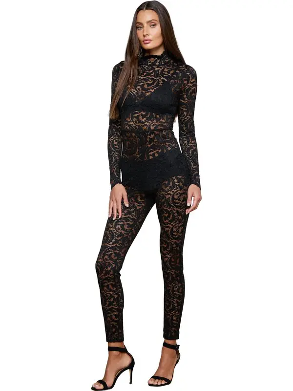 L'Agence Zahara Lace Catsuit - Black