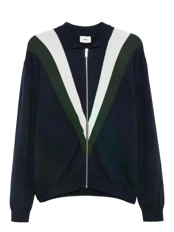 AUTRY Zip-front Cardigan - Blue
