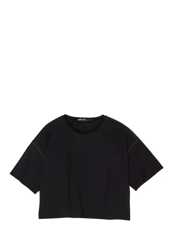 Bimba Y Lola Contrast Stitch T-shirt - Black