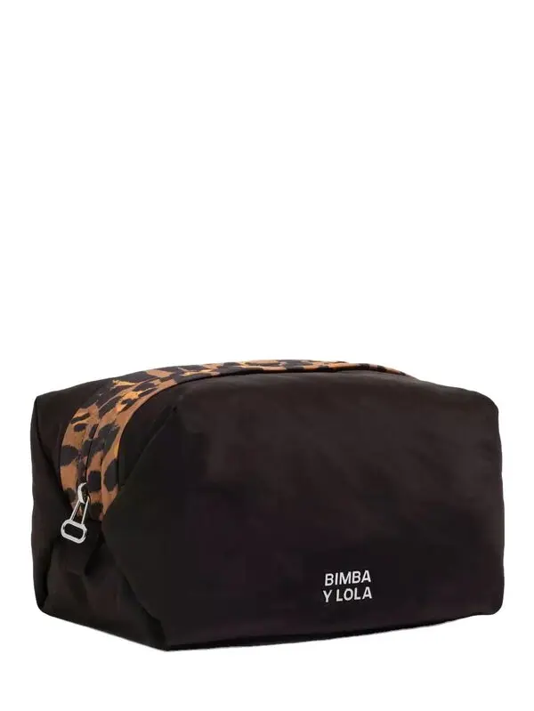 Bimba Y Lola Leopard-print Panelled Make-up Bag - Black