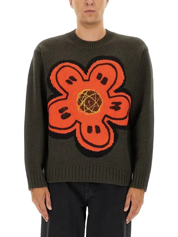 Kenzo Sweater With Boke Flower - Military Green