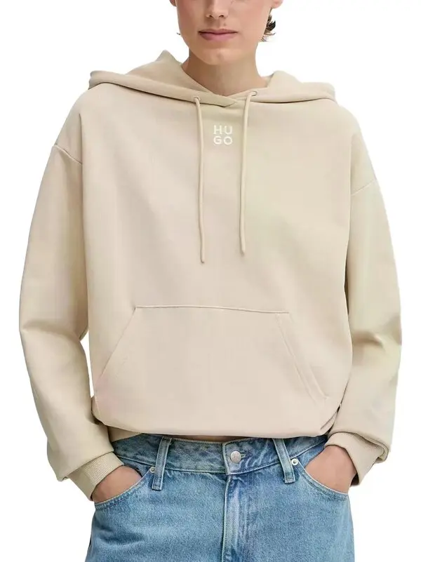 Hugo Logo-embroidered Hoodie - Neutrals