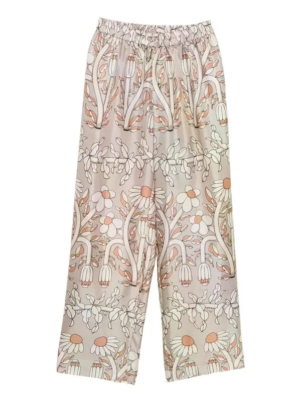 Biyan Floral-print Silk Trousers - Neutrals