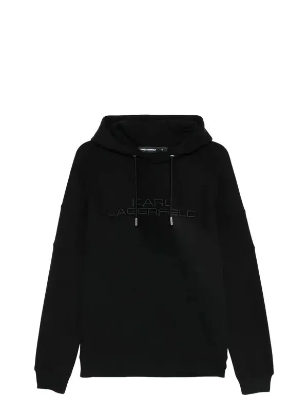Karl Lagerfeld Logo-embroidered Hoodie - Black